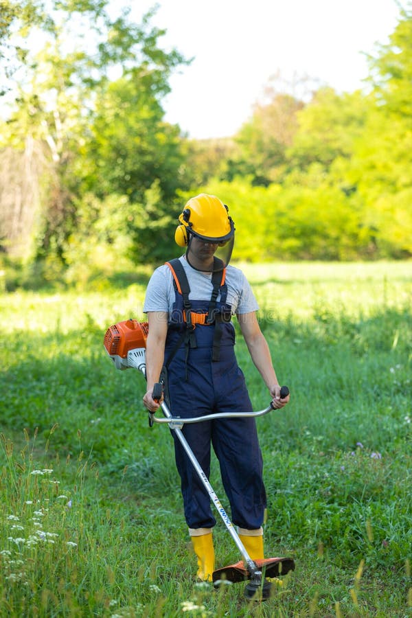 Cortando pasto foto de archivo. Imagen de herramienta - 157632500