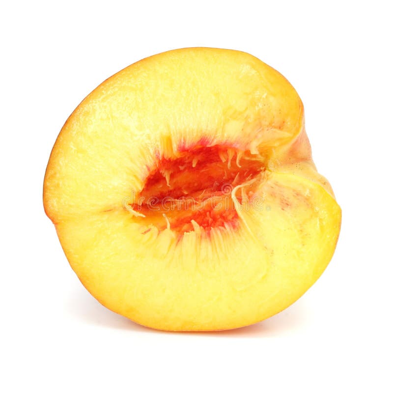Corte Maduro Da Fruta Do Pêssego Isolado Foto de Stock - Imagem de ...