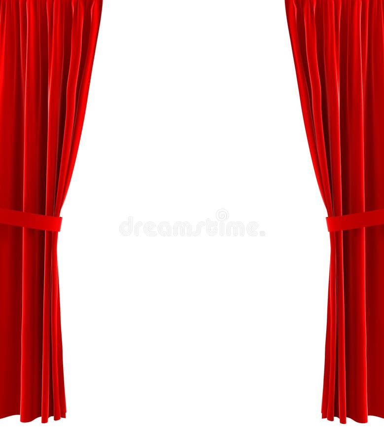 Cortinas Rojas Aisladas En El Fondo Blanco Stock de ilustración ...