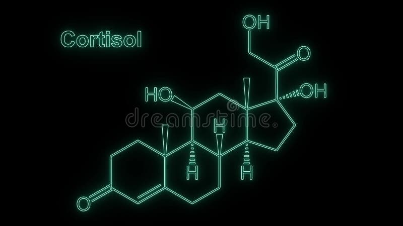 Cortisol Chemical Molecular Formula Neon Animation Black Background ...