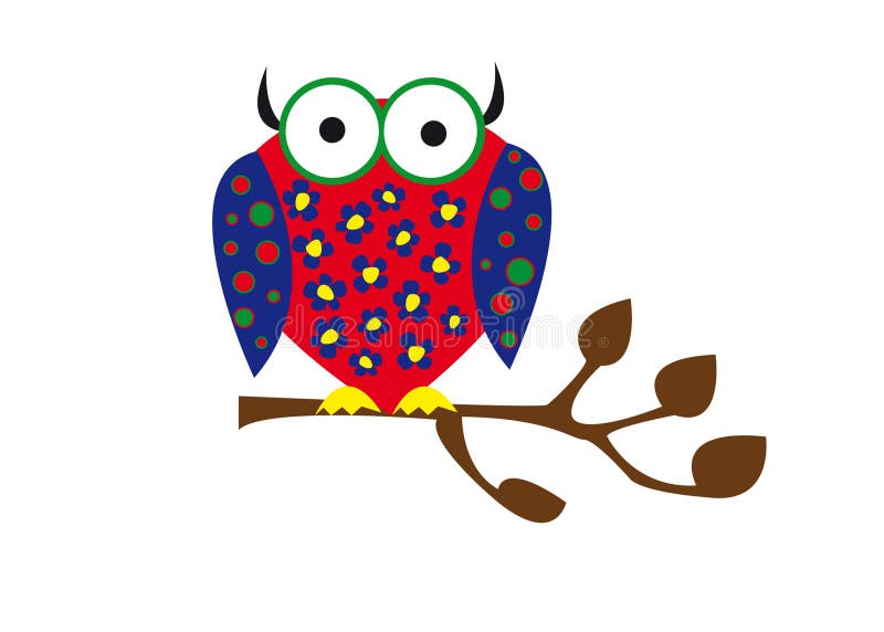 Coruja colorida ilustração do vetor. Ilustração de animal - 43029094