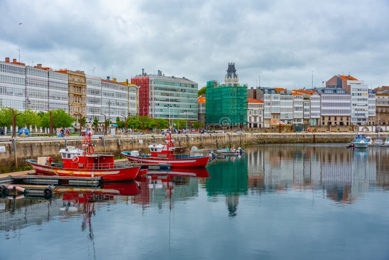 A Coruna, Spain, June 11, 2022: View of the Port of a Coruna, Sp ...