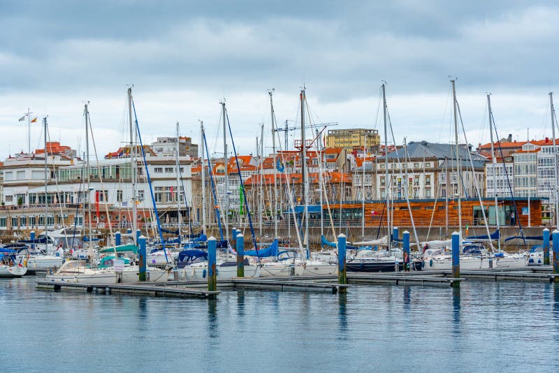 A Coruna, Spain, June 11, 2022: View of the Port of a Coruna, Sp ...