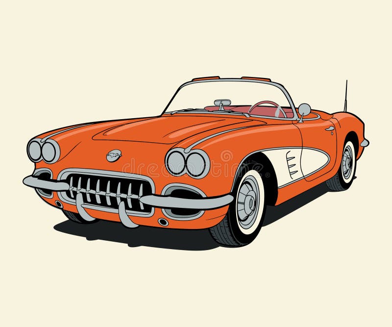 1959 Corvette Vector Retro Comic Car Illustration Vektor Abbildung ...