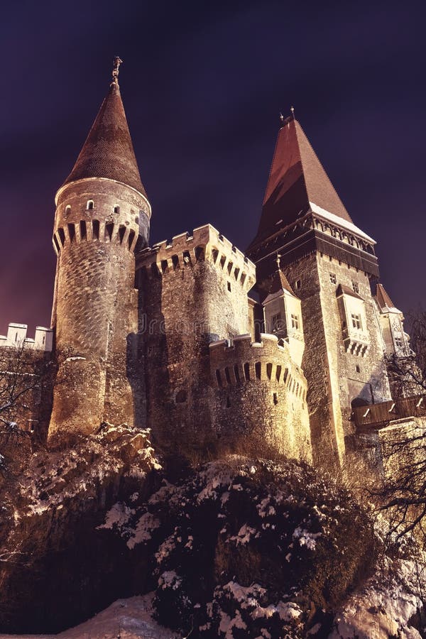 Night View On Corvin Castle 1 Stock Photo - Image of light, europe ...