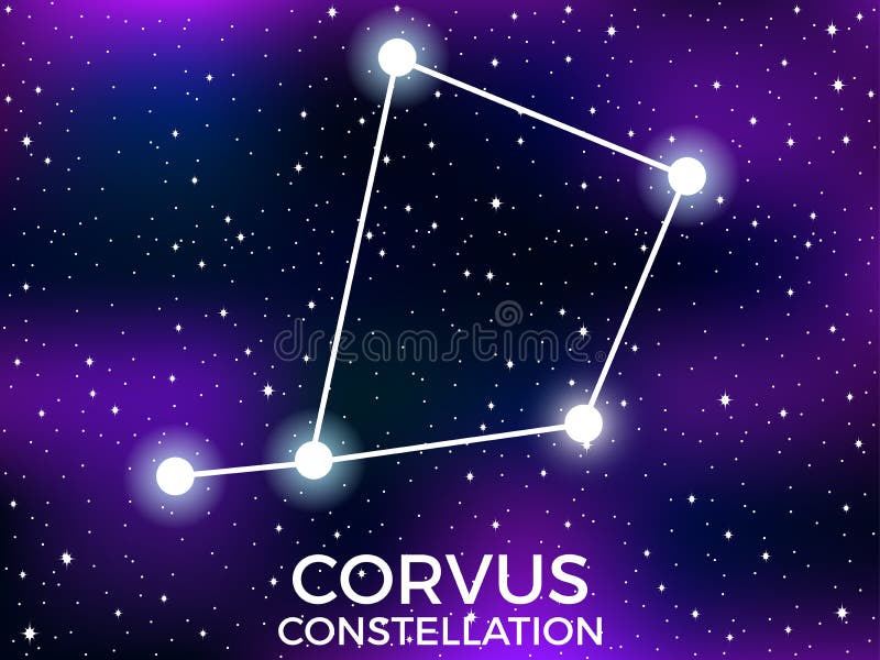 Corvus Constellation, Vector Illustration with the Names of Basic Stars ...