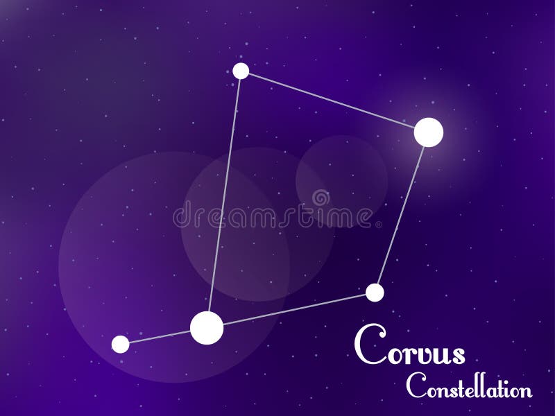 Corvus Constellation, Vector Illustration with the Names of Basic Stars ...