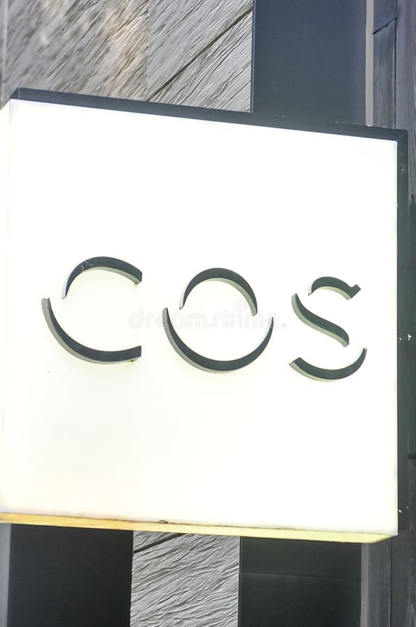 Cos company sign view editorial photography. Image of label - 379939512