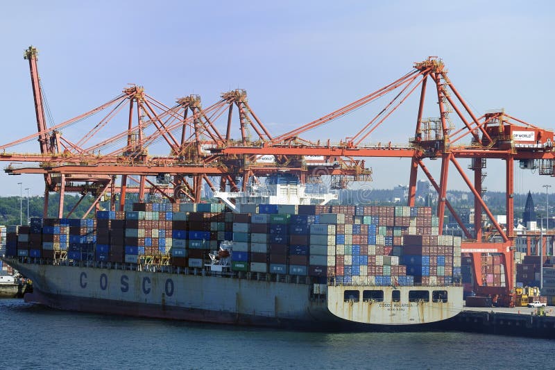 Cosco Malaysia Alongside the Container Port in Vancouver Editorial ...