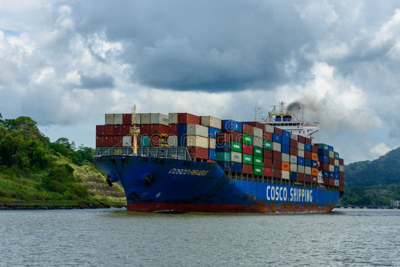 Cosco Piraeus Shipping Freighter Loaded with Containers Editorial Stock ...