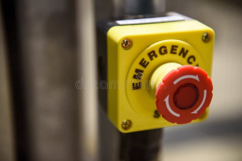 Cose Up of Red Emergency Stop Button Stock Image - Image of manufacture ...