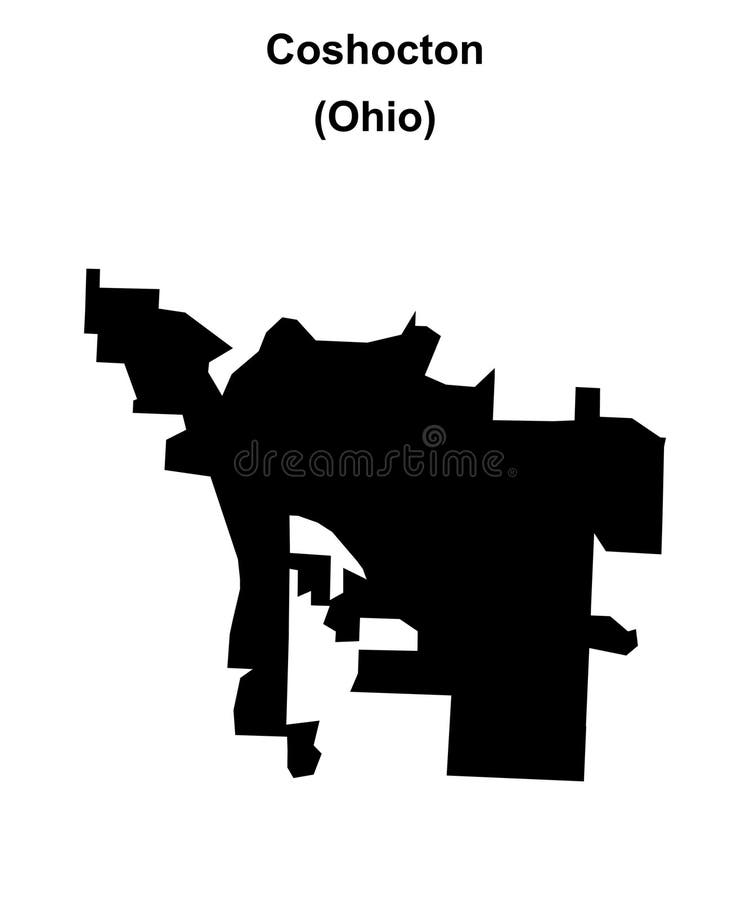 Coshocton outline map stock vector. Illustration of silhouette - 357491802
