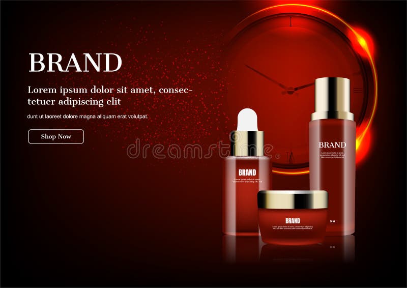 Anti Aging Cosmetic Ads. Opened Nourishing Cream with Clock Icon Stock ...