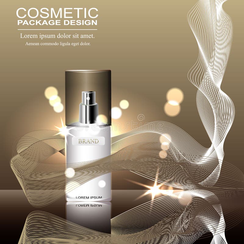 Cosmetic Ad Template, Advertising Design, Spray Bottle on Bokeh ...