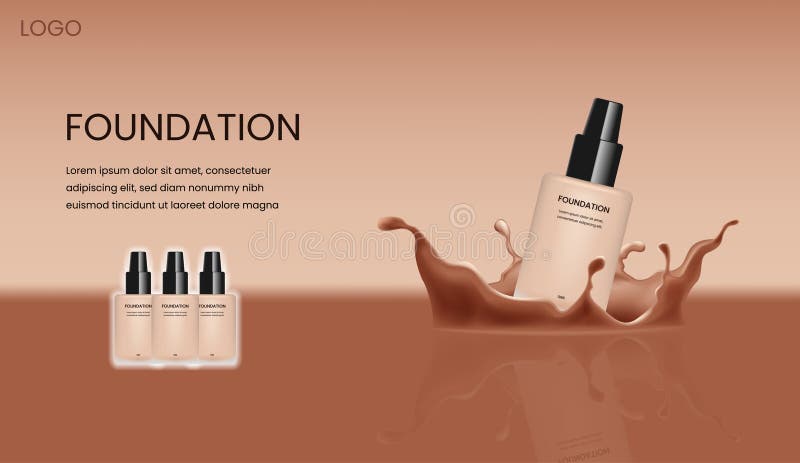 Cosmetic Ads. Foundation Product Falling into Liquid Stock Vector ...
