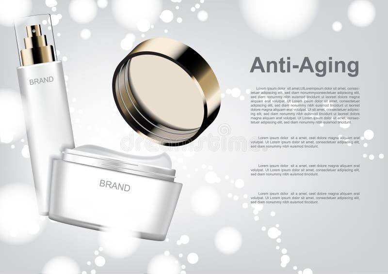 Opened Anti-aging Cream and Shining Lights Vector Cosmetic Ads Stock ...
