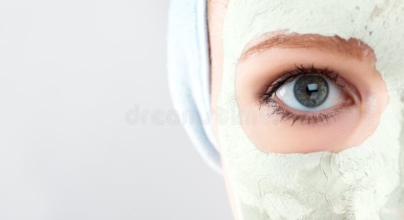 Cosmetic Beauty Mask on Face and Eyes Close Up Stock Photo - Image of ...
