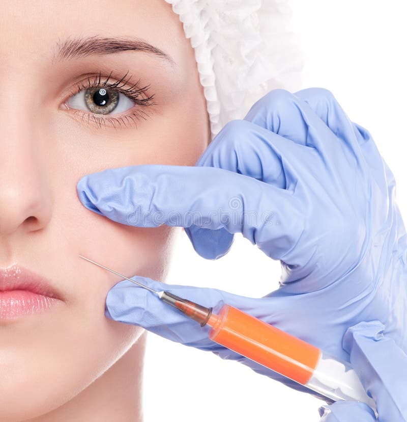 Cosmetic Botox Injection in Face Stock Photo - Image of collagen ...