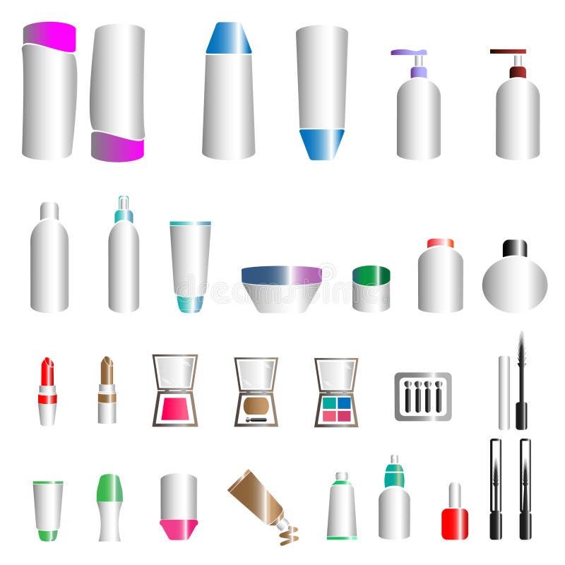 Cosmetic Bottles and Makeup Stock Illustration - Illustration of ...