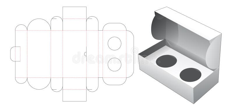 Round Box and Lid Die Cut Template Stock Vector - Illustration of ...