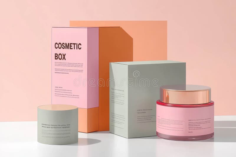 Cosmetic Boxes in Various Sizes with Reflective Surfaces, Showcasing ...