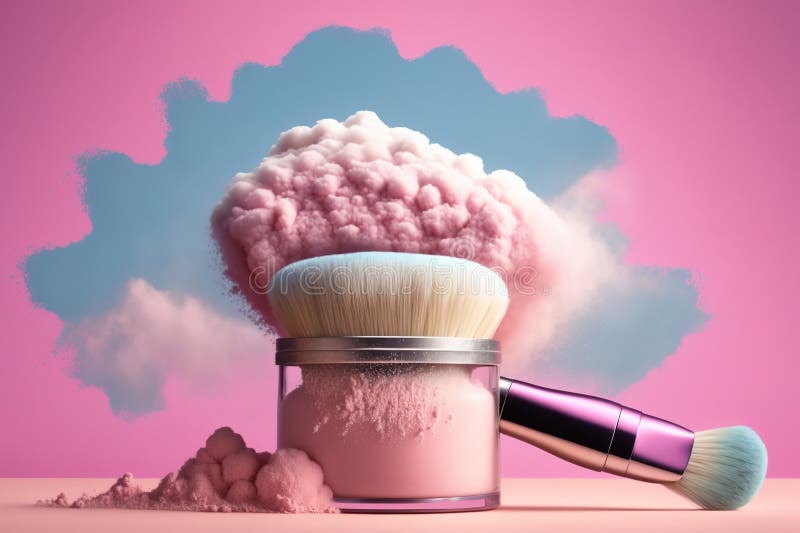 Cosmetic Brushes and Explosion Colorful Powders. Stock Photo - Image of ...
