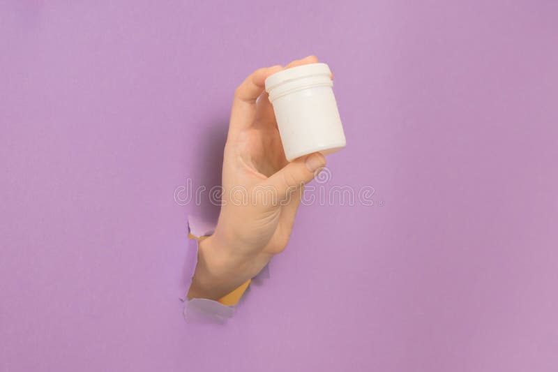 Cosmetic Container in Female Hand. Cosmetic Beauty Packaging Stock ...