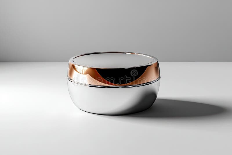 Cosmetic Container Mockup with Chrome Details and Soft Shadows Stock ...