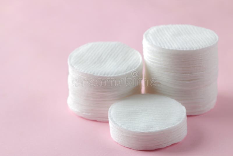 Cosmetic Cotton Pads. a Stack of Cotton Pads on a Delicate Pink ...
