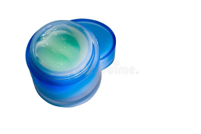 Cosmetic Cream in Blue Jar Isolated on White Background Stock Image ...