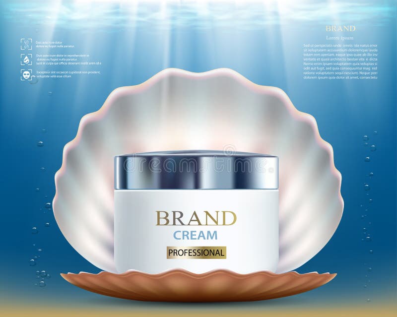 Cosmetic Cream with Seashell. Packaging Brand Design Stock Vector ...