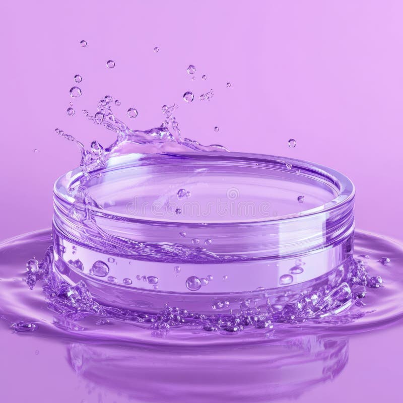 Cosmetic Cream with Water Splash on Purple Background. 3d Rendering ...