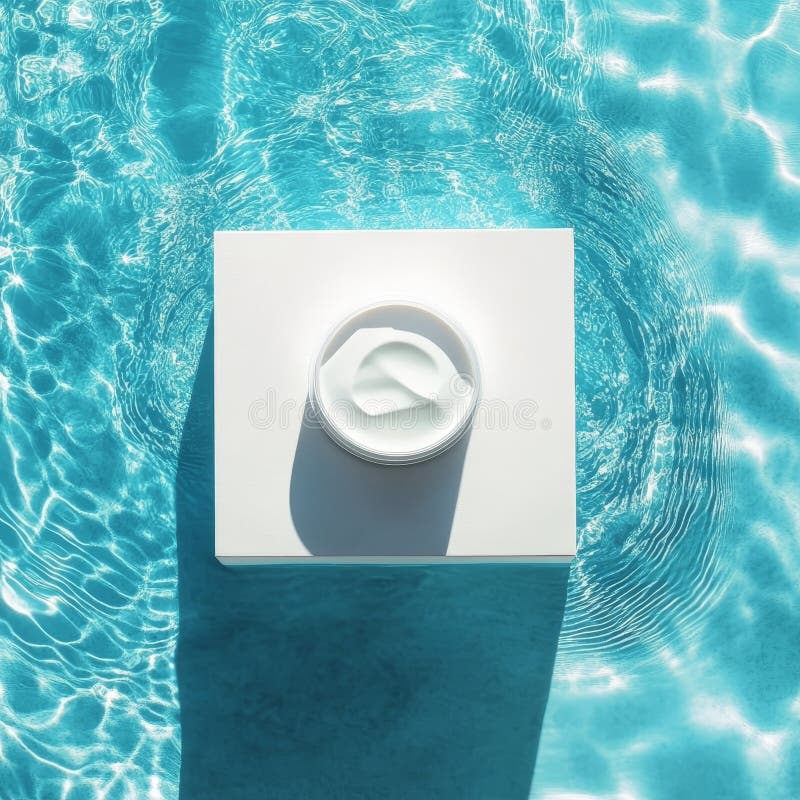 Cosmetic Cream on a White Box in the Water. 3d Rendering Stock ...