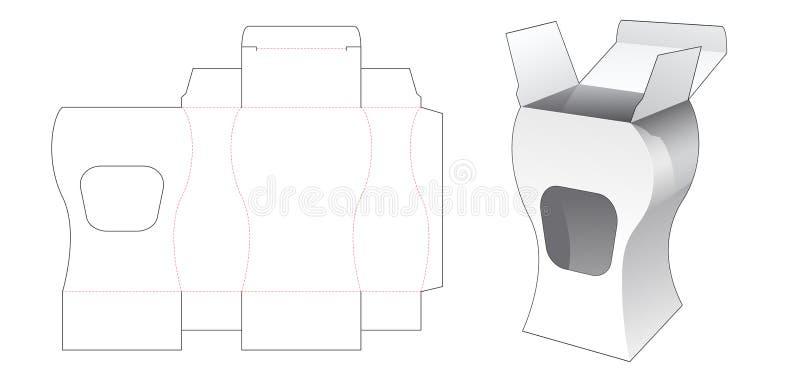 Cosmetic Curve Box with Window Die Cut Template Stock Vector ...