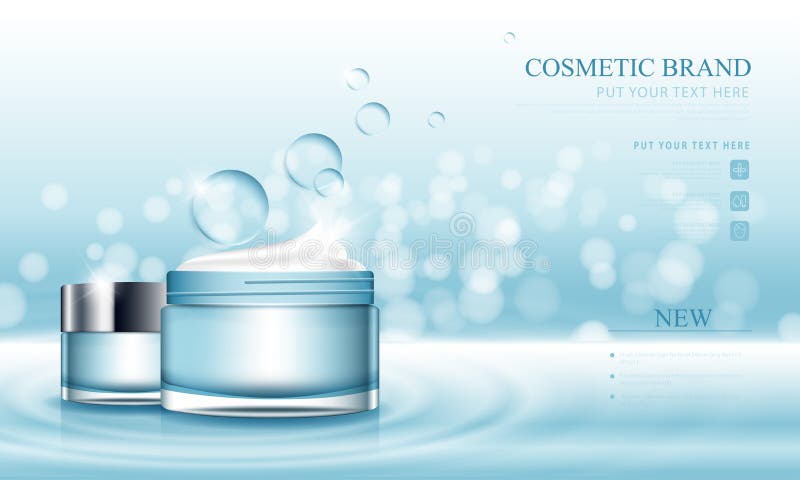 Cosmetic Design Template on Glitter Blue Background Stock Vector ...