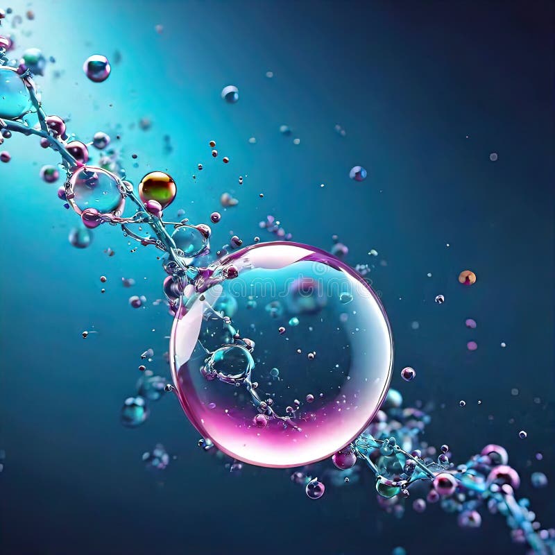 Cosmetic Essence, Liquid Water Molecules, Molecules Inside Liquid ...