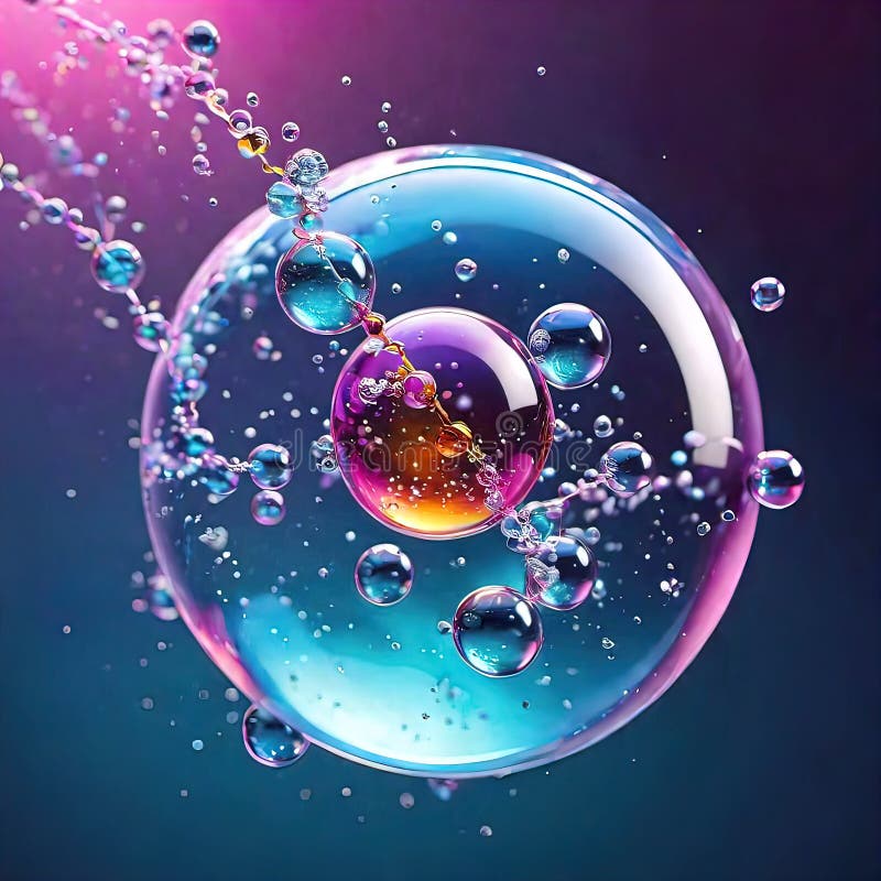 Cosmetic Essence, Liquid Water Molecules, Molecules Inside Liquid ...