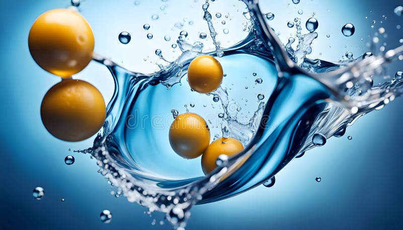 Cosmetic Essence, Liquid Water Molecules, Molecules Inside Liquid ...