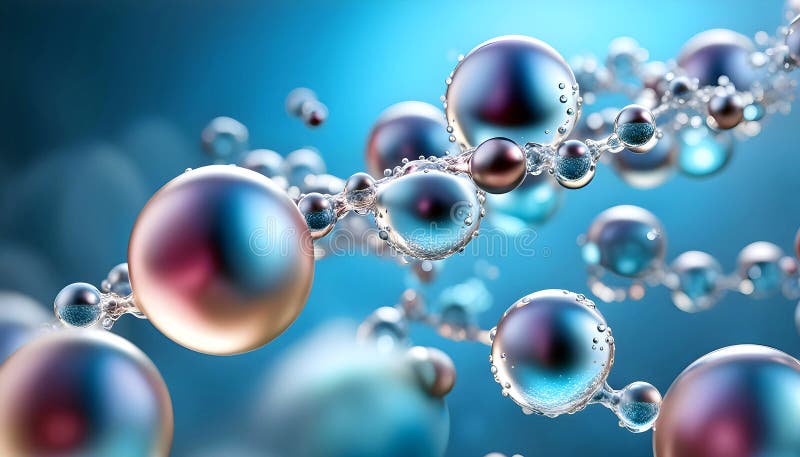 Cosmetic Essence, Liquid Water Molecules, Molecules Inside Liquid ...
