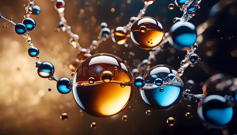 Cosmetic Essence, Liquid Water Molecules, Molecules Inside Liquid ...