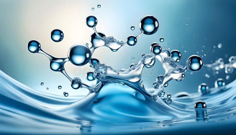 Cosmetic Essence, Liquid Water Molecules, Molecules Inside Liquid ...