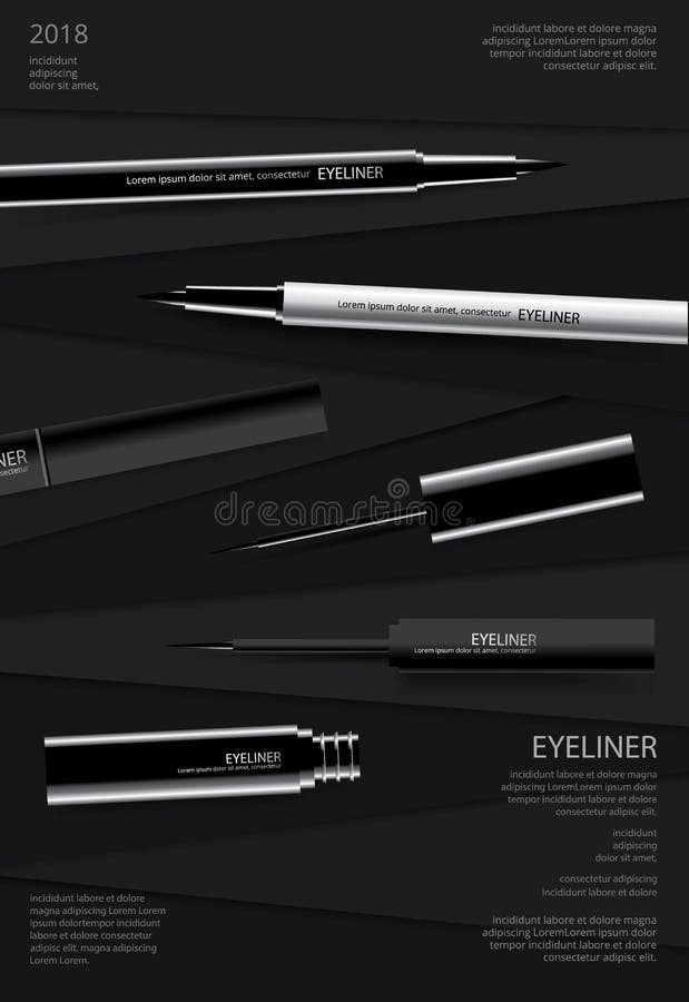 Eyeliner Packaging with Types of Eye Makeup Stock Vector - Illustration ...
