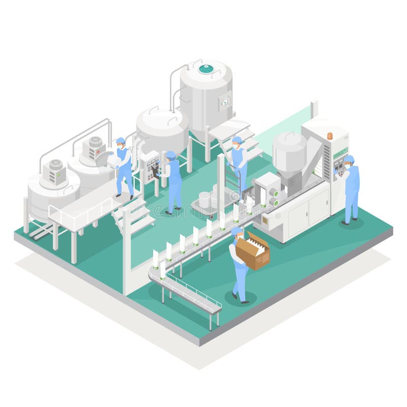 Cosmetic Factory Process Lasyout Isometric Stock Vector - Illustration ...