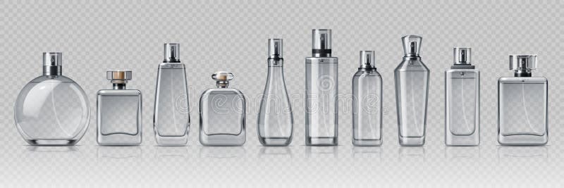 Cosmetic Glass Bottles with Silver Elements Stock Vector - Illustration ...