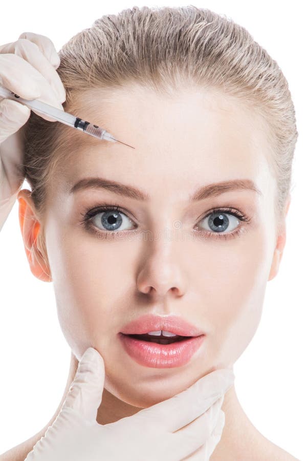 Cosmetic Injection To Female Face Stock Photo - Image of needle, face ...