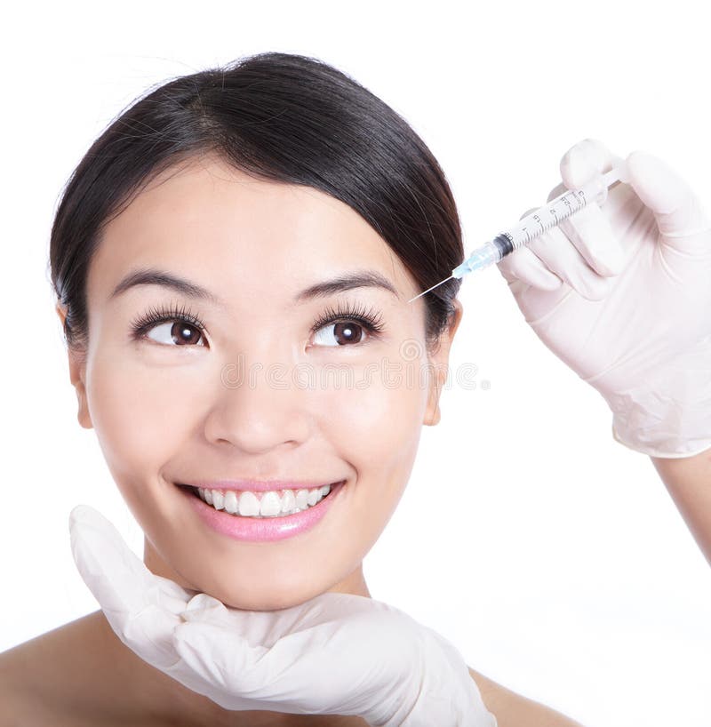 Cosmetic Injection To The Pretty Woman Face Stock Image - Image of ...