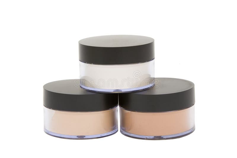 Cosmetic Jars with Powder Isolated in White Stock Image - Image of pink ...