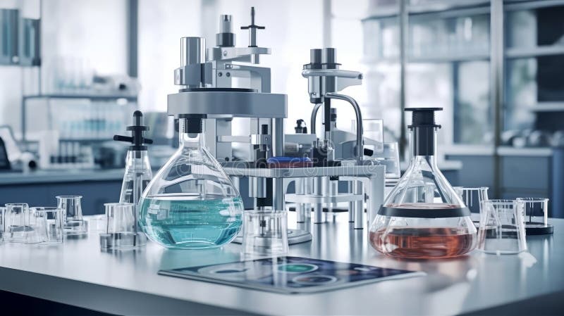 Cosmetic Laboratory with Bio Research Close-up. Generative AI. Stock ...