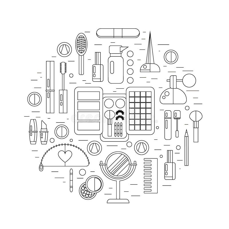 Line Art Make-up Multicolors Open Eyeshadows on White Background Stock ...