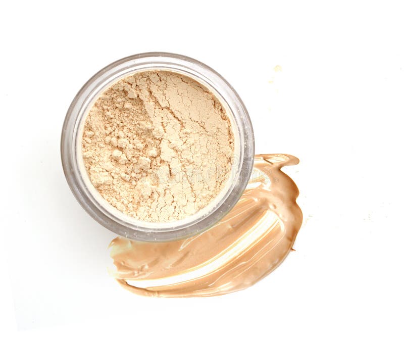 Cosmetic Make Up Beige and Powder Isolate Stock Photo - Image of beige ...